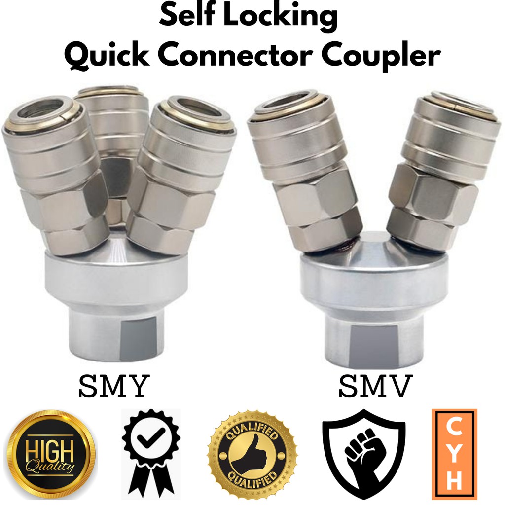 Self Locking Air Hose Quick Connect Coupler 2 way 3 Way Female Male Air ...