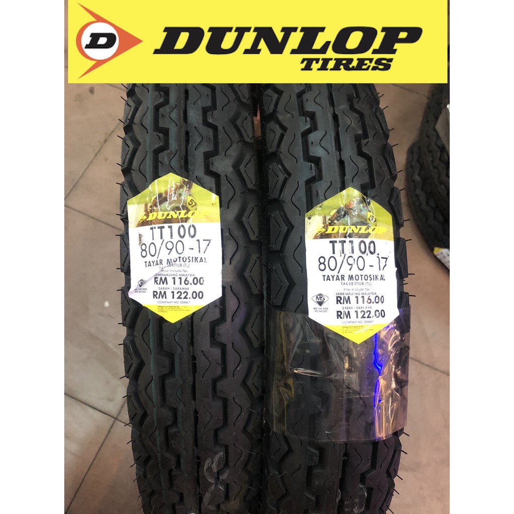DUNLOP TAYAR TT100 /TT300 70-90-17 / 80/90-17 TUBELESS 100% ORIGINAL TAYAR(ROADMASTER) NEW STOCK ...