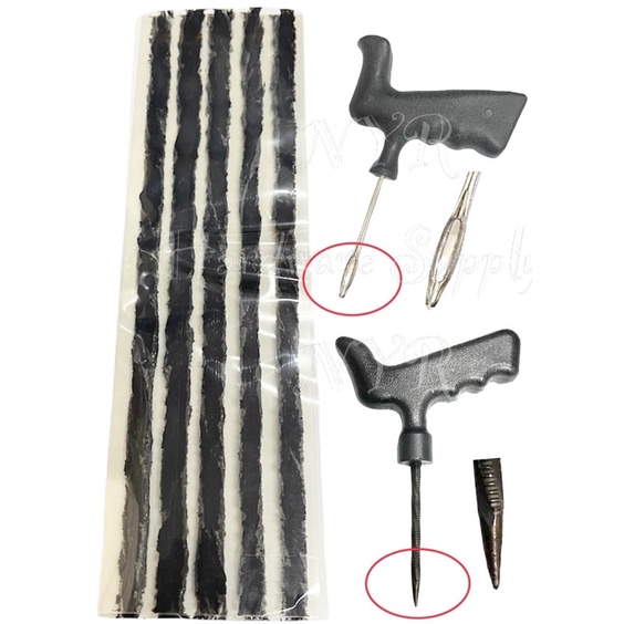 9” Tubeless Puncture Repair String Black 5pc x 9” & Insert Probe Tools ...