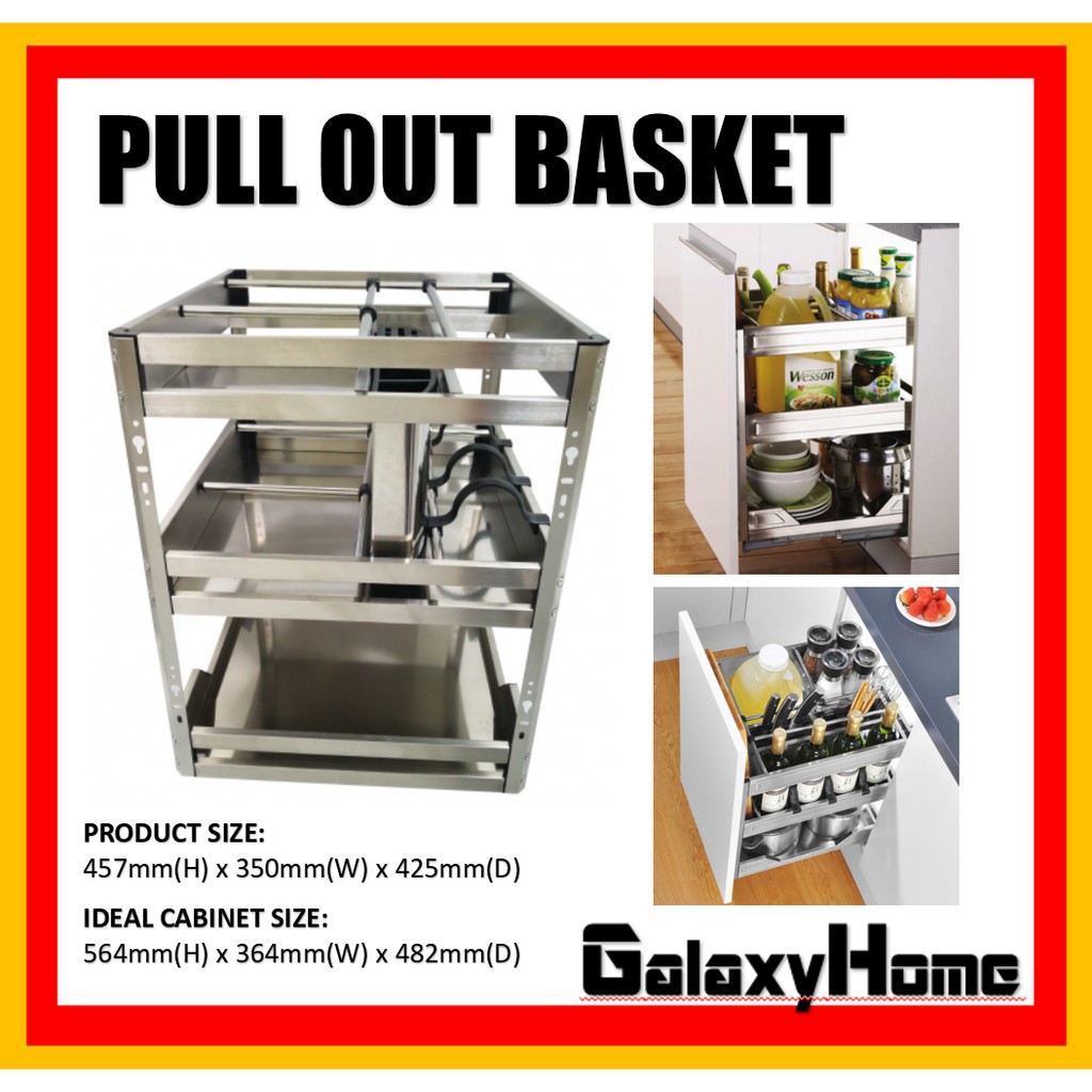 SOLID ALUMINIUM KITCHEN MULTI PURPOSE DRAWER 3 TIER SQUARE PULL OUT ...