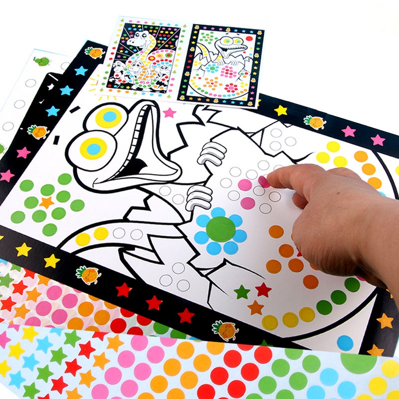 Funny Puzzle Dot Stickers For Kids Cute Cartoon Animal Drawing Mosaic ...