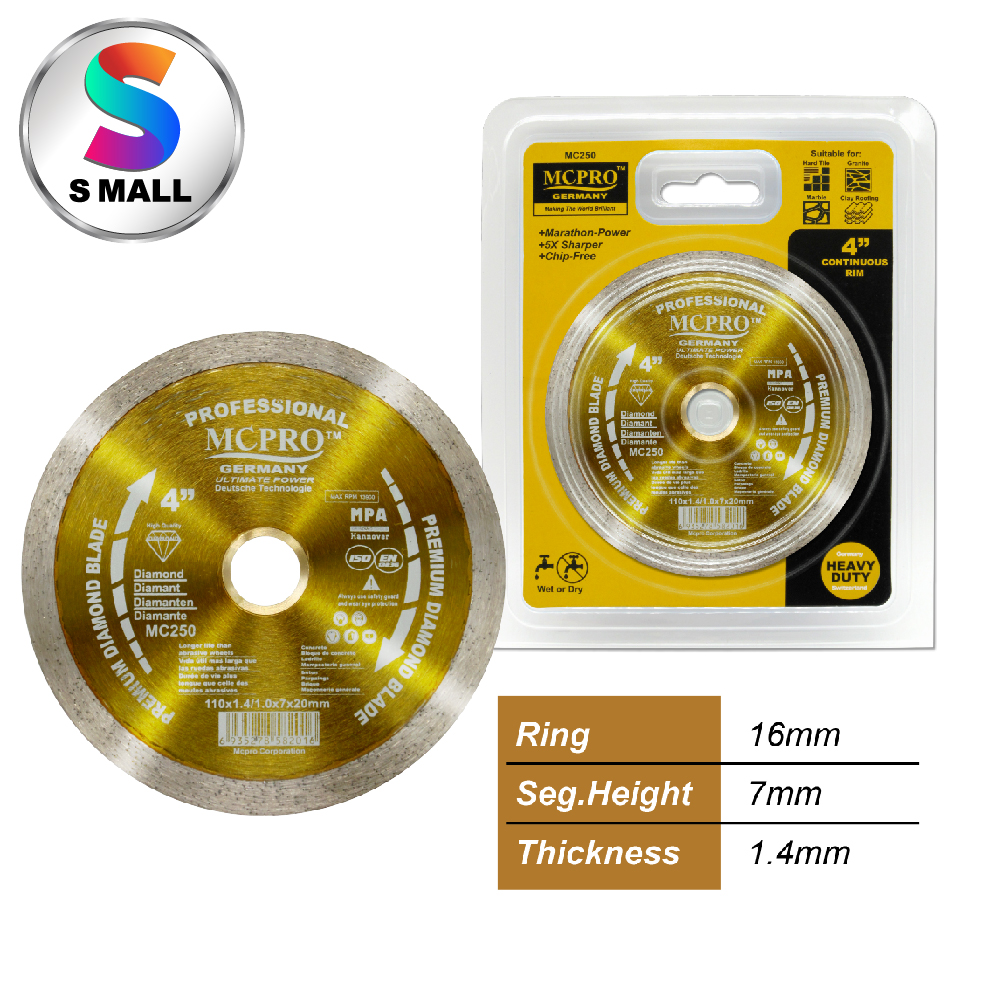 MCPRO Diamond Cutting Disc Blade 4"(110mm) Continuous Rim (MC250) for Angle Grinder | Shopee ...