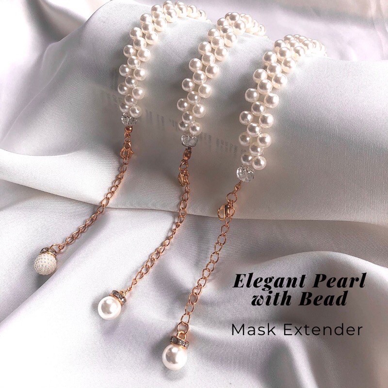 Pearl Mask Extender / extension with Beads 3 Layer. Penyambung Mask ...