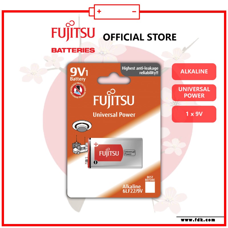 Fujitsu Alkaline Battery Universal Power 9V E Block - 6LF22(1B)FU-A/W-G ...