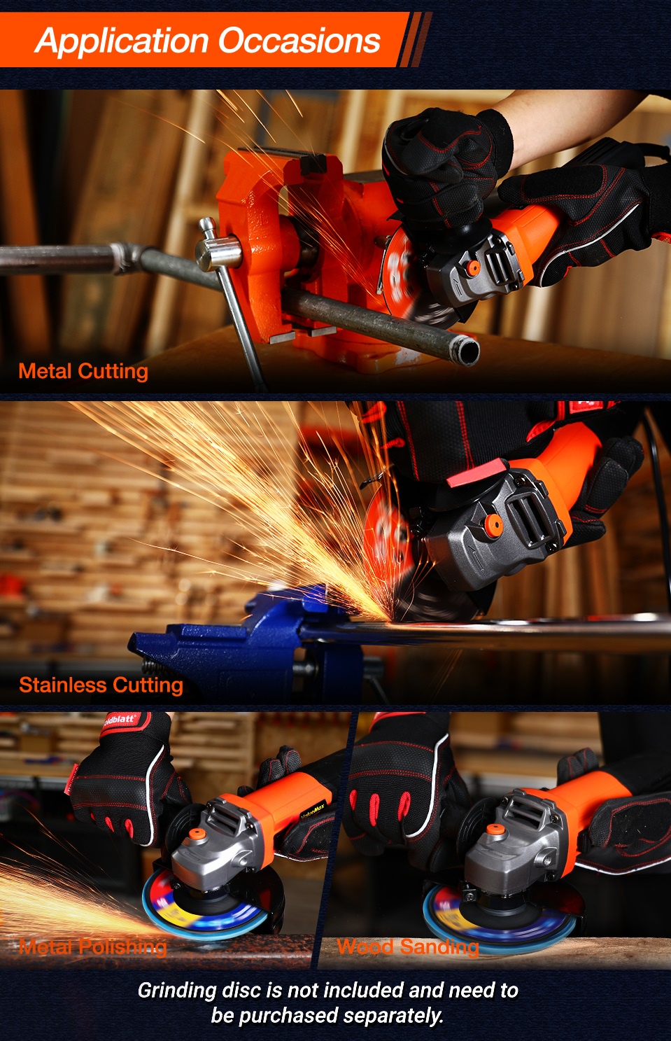 ValueMax 750W Corded Angle Grinder (100mm) Grinding/Cutting Machine ...