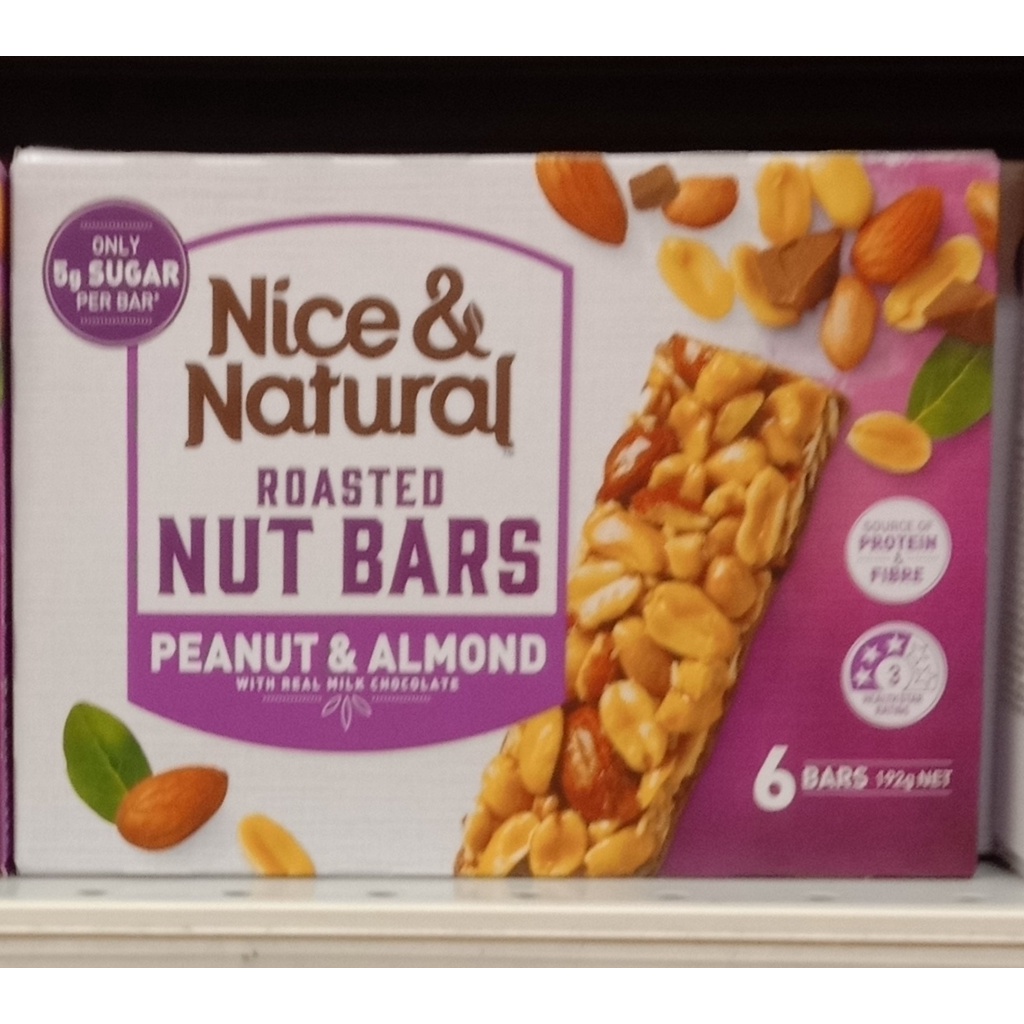Nice & Natural Peanut & Almond Roasted Nut Bars 192g(6 Bars) | Shopee ...