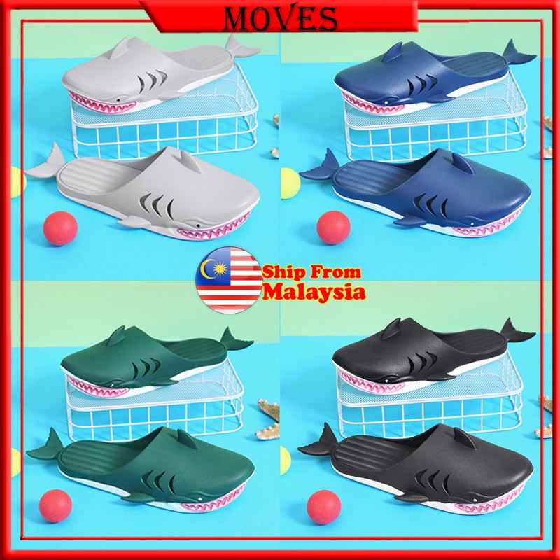 MOVES Women Men Selipar Room Slippers Cartoon Shark | Shopee Malaysia