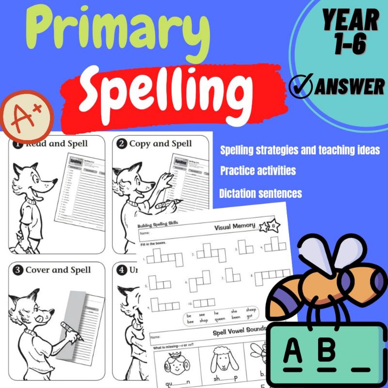 E20 Primary Building Spelling Skills Workbook Year 1 - 6 With Answer ...