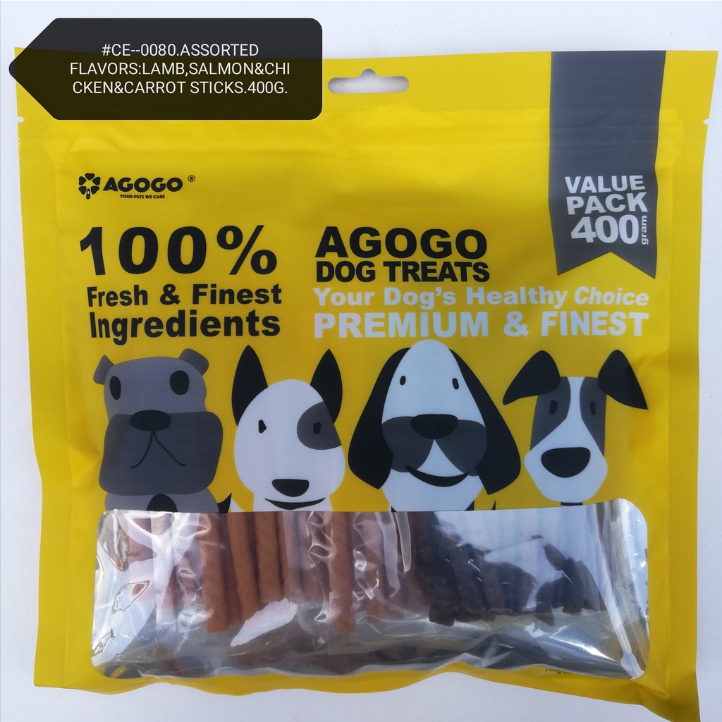 Agogo Dog Treat Assorted Stick (Lamb, Salmon, Chicken and Carrot Flavor ...