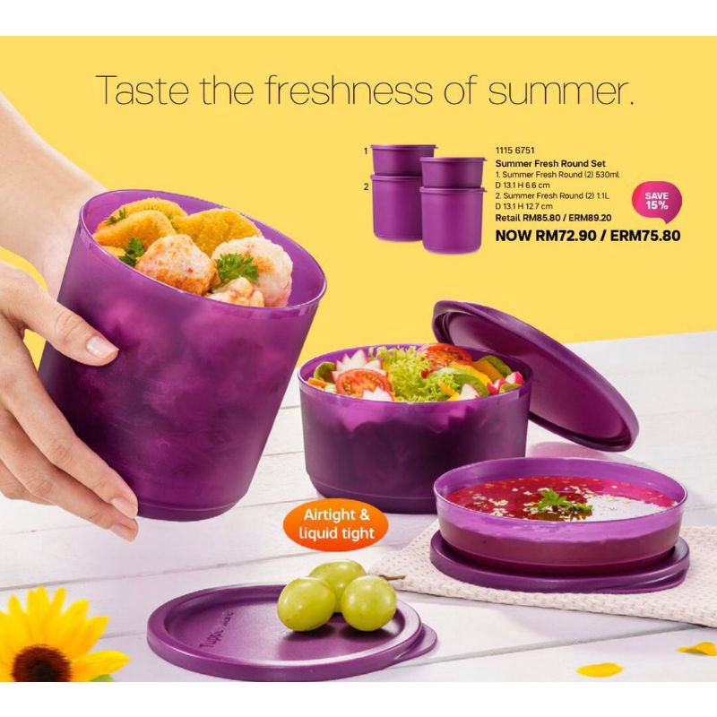 Tupperware 🌸Summer Fresh Round Set Budget🌸 | Shopee Malaysia