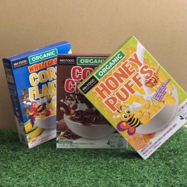 MH FOOD LOW FAT ORGANIC CORN HONEY PUFFS / CORN FLAKES / COCO CRUNCH ...