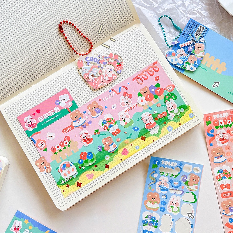 2 Sheets Cute Cartoon Glittering Stickers Student Stationery Deco DIY ...