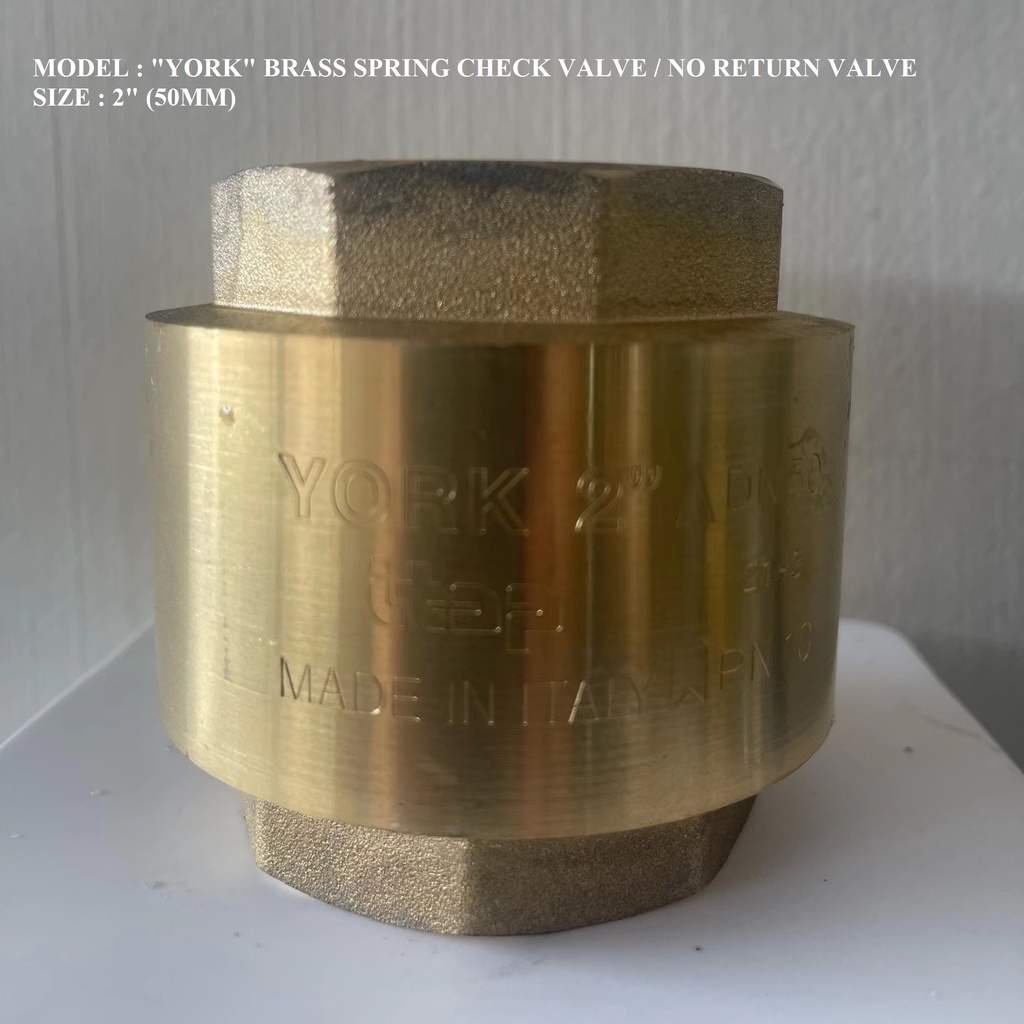 "YORK" BRASS SPRING CHECK VALVE / NO RETURN VALVE 2" (50MM) | Shopee ...