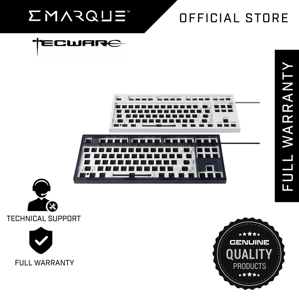 // Tecware Veil 87 — Smokey Black / White — Barebone Keyboard Kit ...