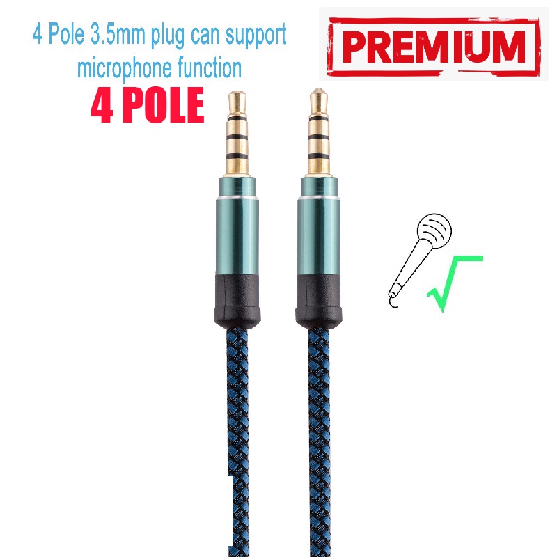 1.5m / 3m / 5m / 10m / 3.5mm Male to Male Aux Stereo Audio Cable 3 POLE ...
