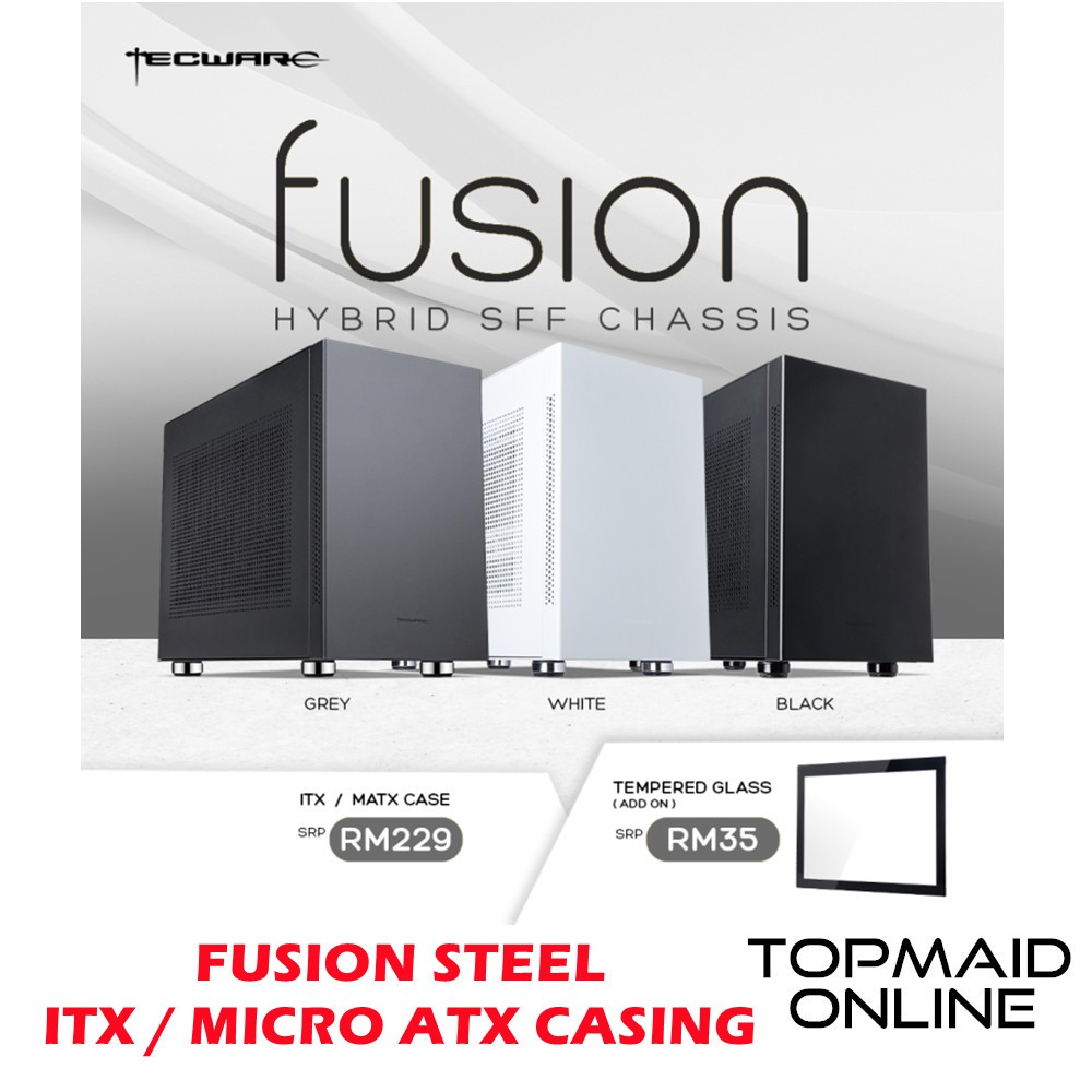 TECWARE FUSION STEEL ITX / MICRO ATX PC CASING (BLACK/GREY/WHITE ...