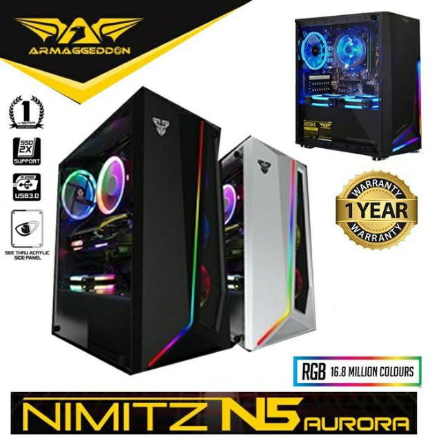 Armaggeddon Nimitz N5 Micro ATX See-Thru Side Panel Gaming PC Case ...
