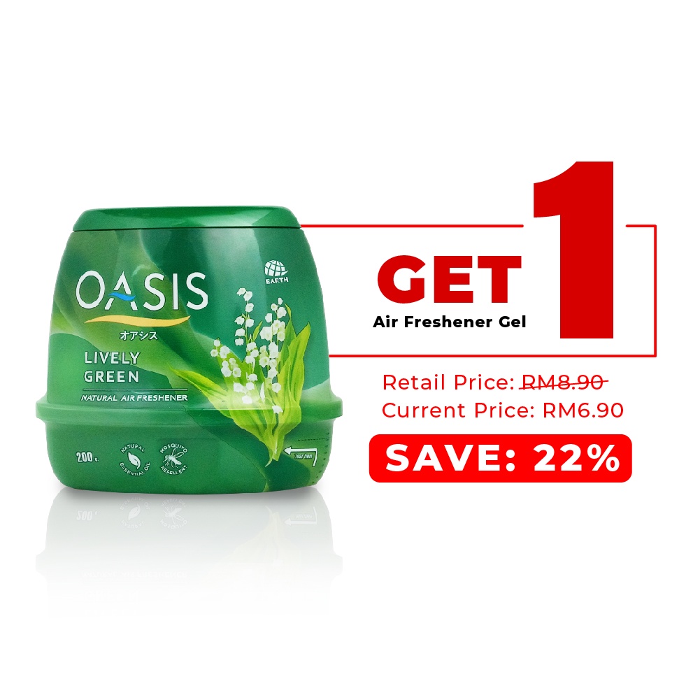 Oasis Lively Green Air Refresher Gel 200g Formula With Natural Plant ...