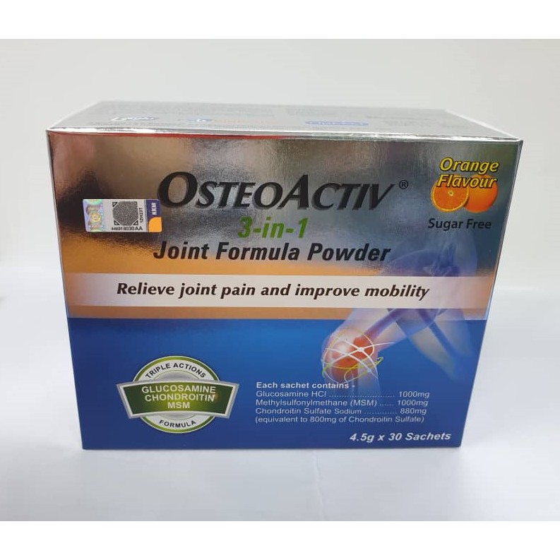 Osteoactiv 3 in 1 Joint Formula Powder 4.5g x 30 sachets Orange Flavour ...