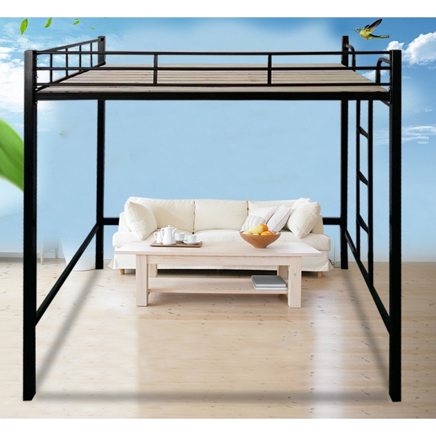 Space Saving Metal Loft Bed Frame Single Queen Cheap Bunk Bed Adult ...