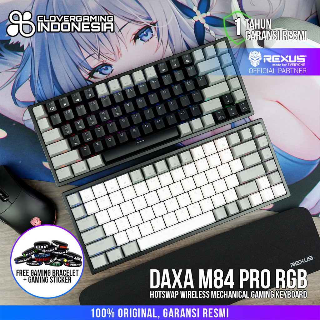 Rexus DAXA M84 Pro RGB - HOTSWAP Wireless Mechanical Gaming Keyboard ...