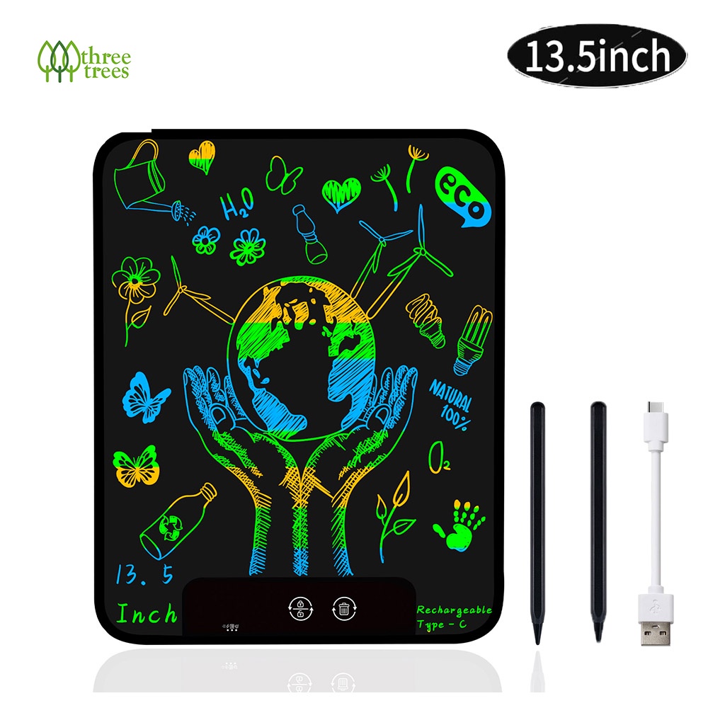 [Two pens Provided] threetrees 13.5Inch Rechargeable LCD Writing Tablet ...