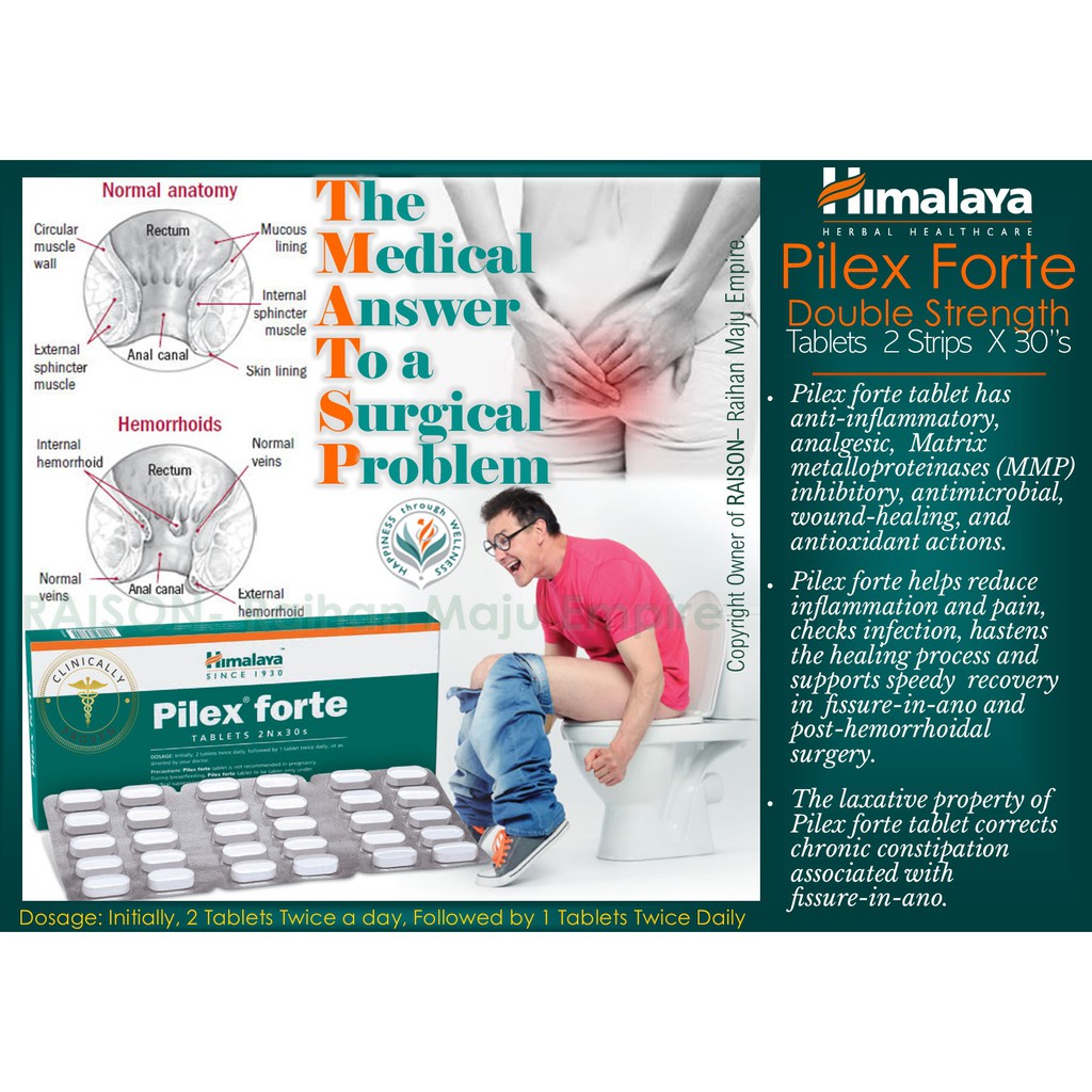 [NEW STOCK : JUN 2027] Himalaya Pilex Forte Double Strength 60 Tablets ...