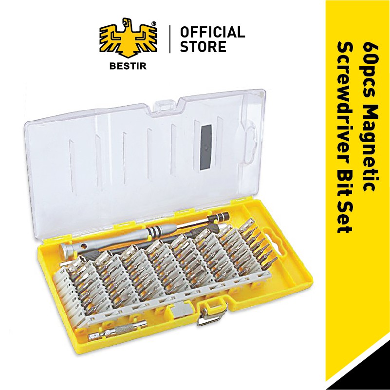 BESTIR | 60pcs Magnetic Screwdriver Bit Set | Pemutar Skru Bit Set ...