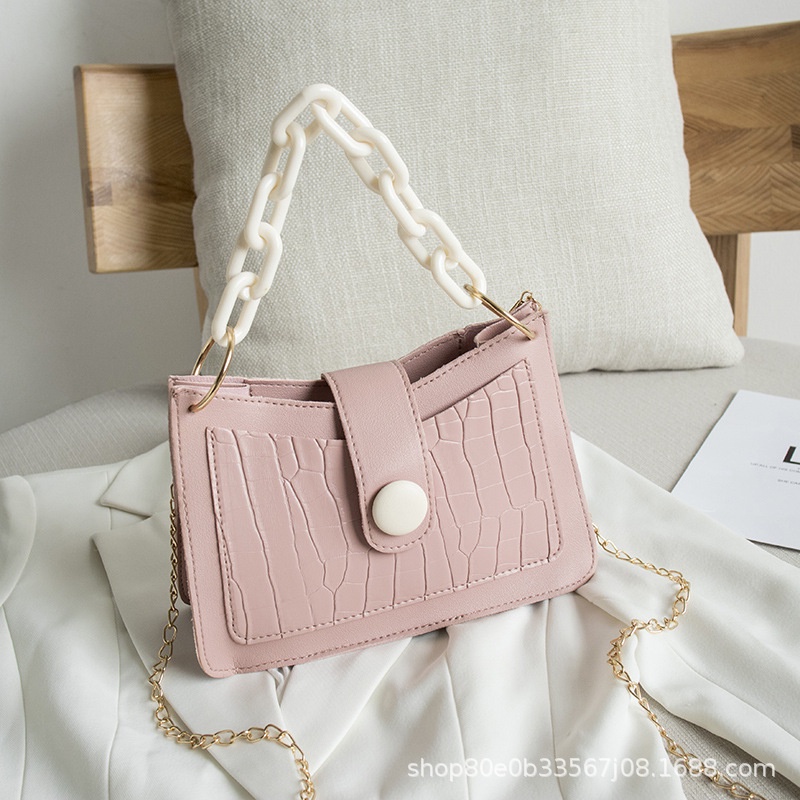 Square Shoulder Handbag For Women With Twisted Straps, Lumpy Pattern ...