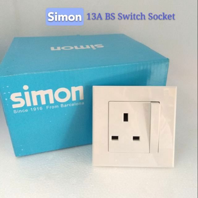 Simon switch socket outlet Series 13A 1Gang (BS E3), 3pin plug socket ...