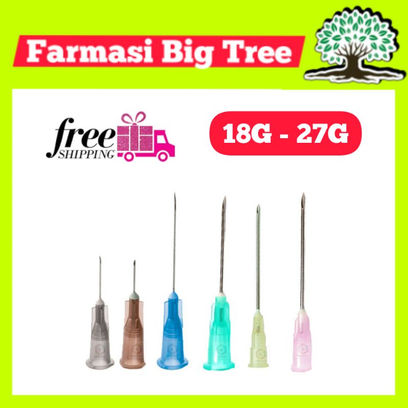 DISPOSABLE NEEDLE Jarum Picagari Needle Syringe 18G / 21G / 23G / 24G / 25G / 27G (1pcs ...