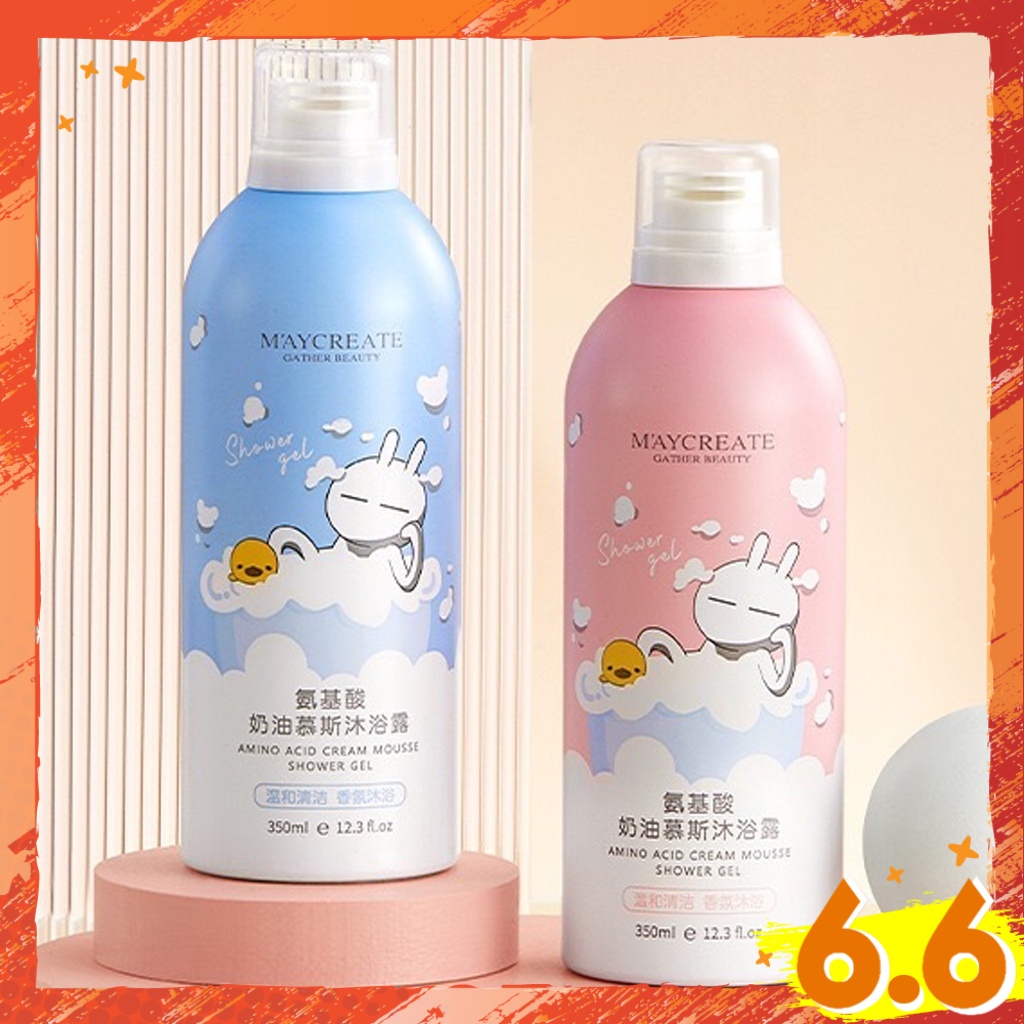 MAYCREATE Amino Acid Cream Mousse Shower Gel Body Wash 350ml | Shopee ...