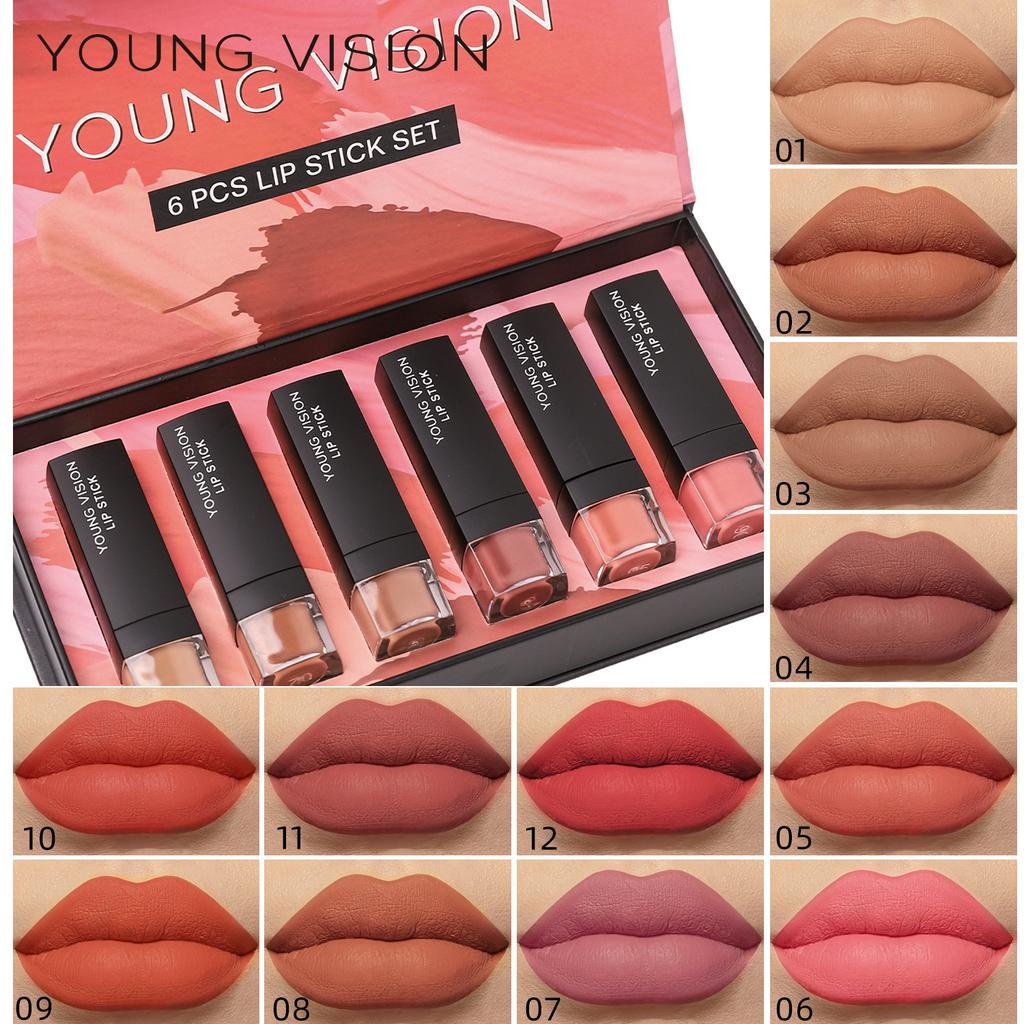 Matte Matte 6-Piece Lipstick Gift Box Set Non-Sticky Cup Lipstick ...