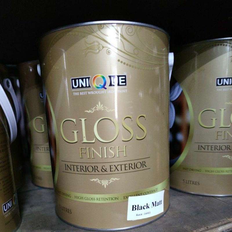 Unique paint - BLACK MATT 5 Litre /1 Litre (hitam mati) paint | Shopee ...