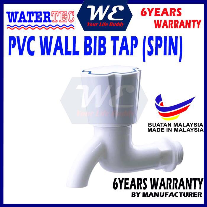 1/2" WATERTEC Pvc Wall Bib Tap for Bathroom for Kitchen for Outdoor Kepala Paip Air Tandas ...