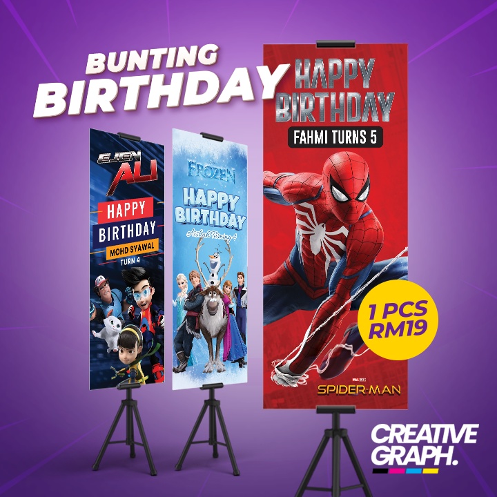 🔥Bunting Birthday | Banting Hari Jadi | Size 2x5ft | Siap Design Karton ...