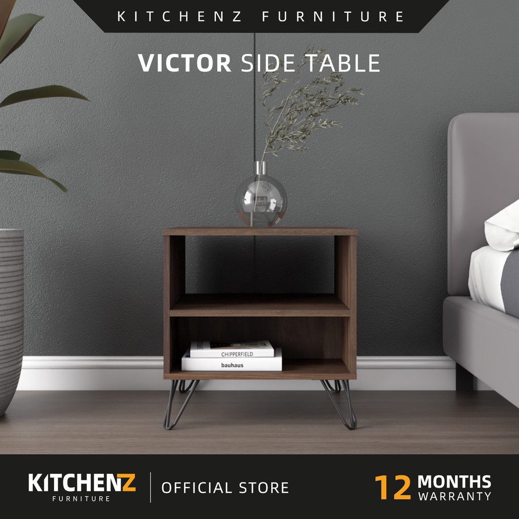 KitchenZ Victor Series 1.6Ft Side Table Bedroom Open Storage Bedside ...