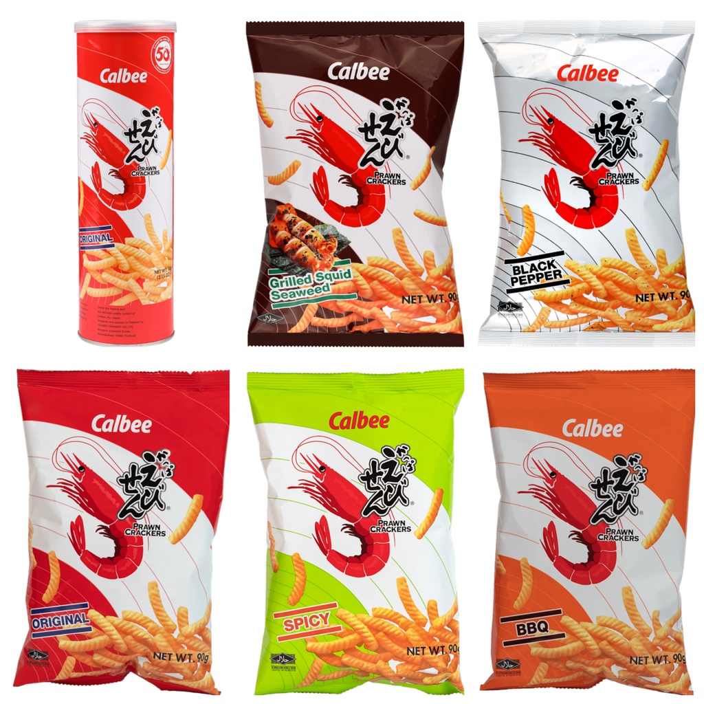 Calbee Prawn Crackers 90g [ Original / Spicy / Barbecue / Black Pepper ...