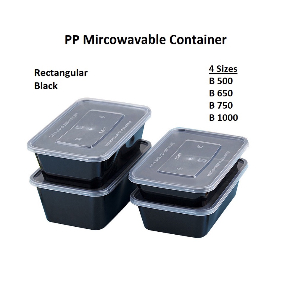 [BLACK] PP Rectangular Container / PP Microwavable Injection Container / Food Container ...