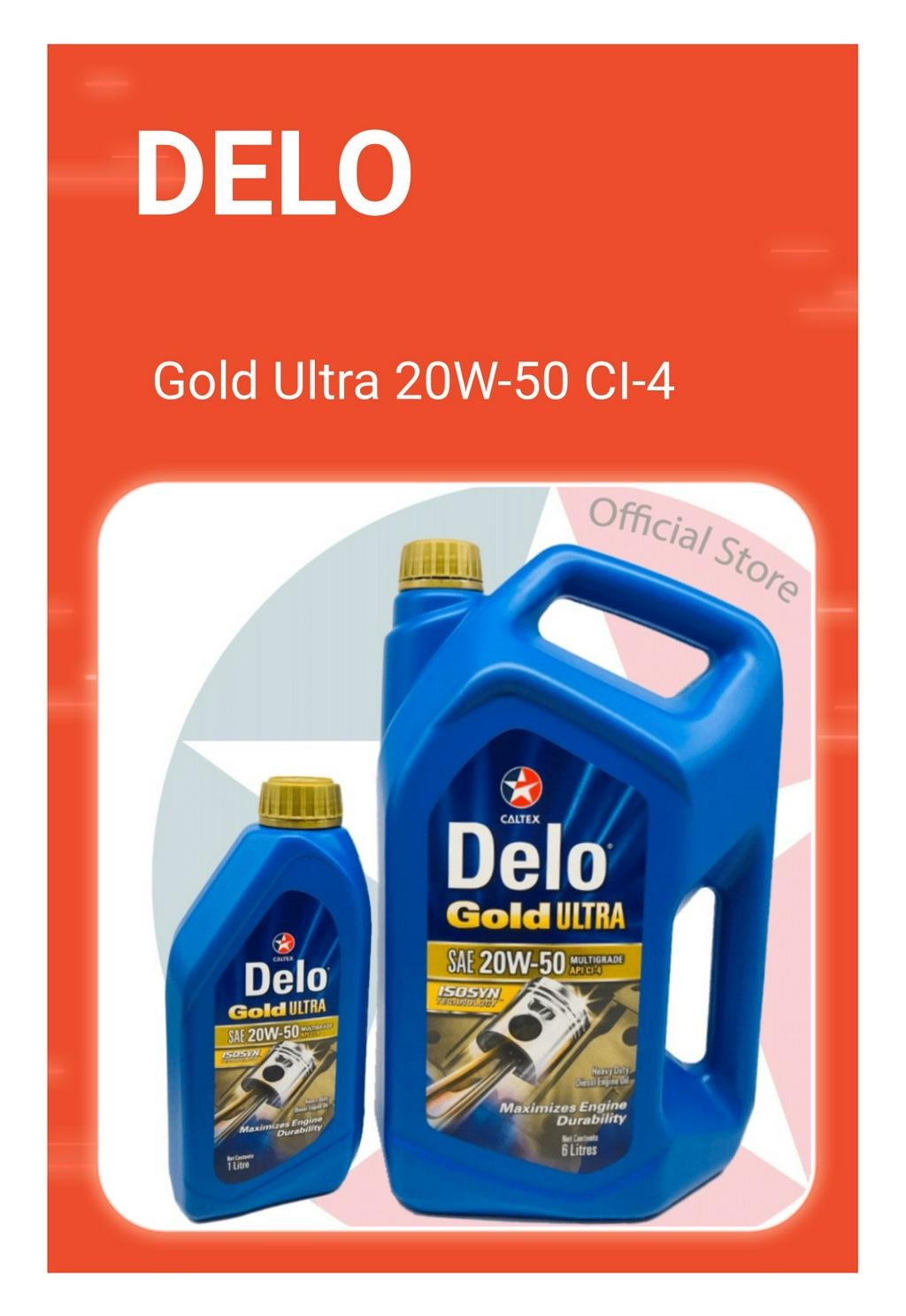 CALTEX Delo Gold Ultra 20W50 CI4 20W50 Heavy Duty Diesel Engine Oil (7L ...