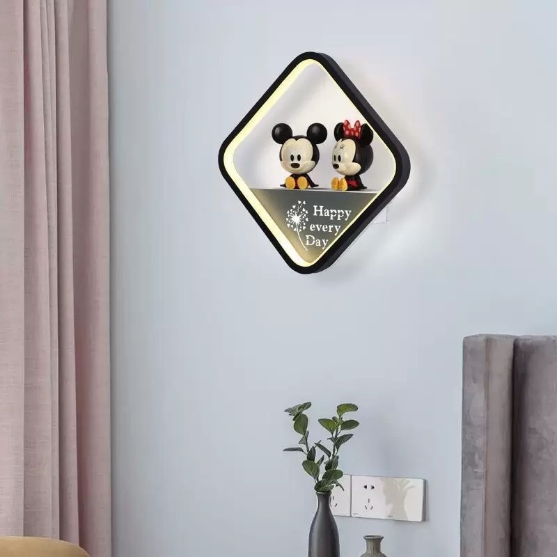 Mickey Minnie 3 color LED Wall Lamp Modern Bedroom Light Lampu Dinding ...