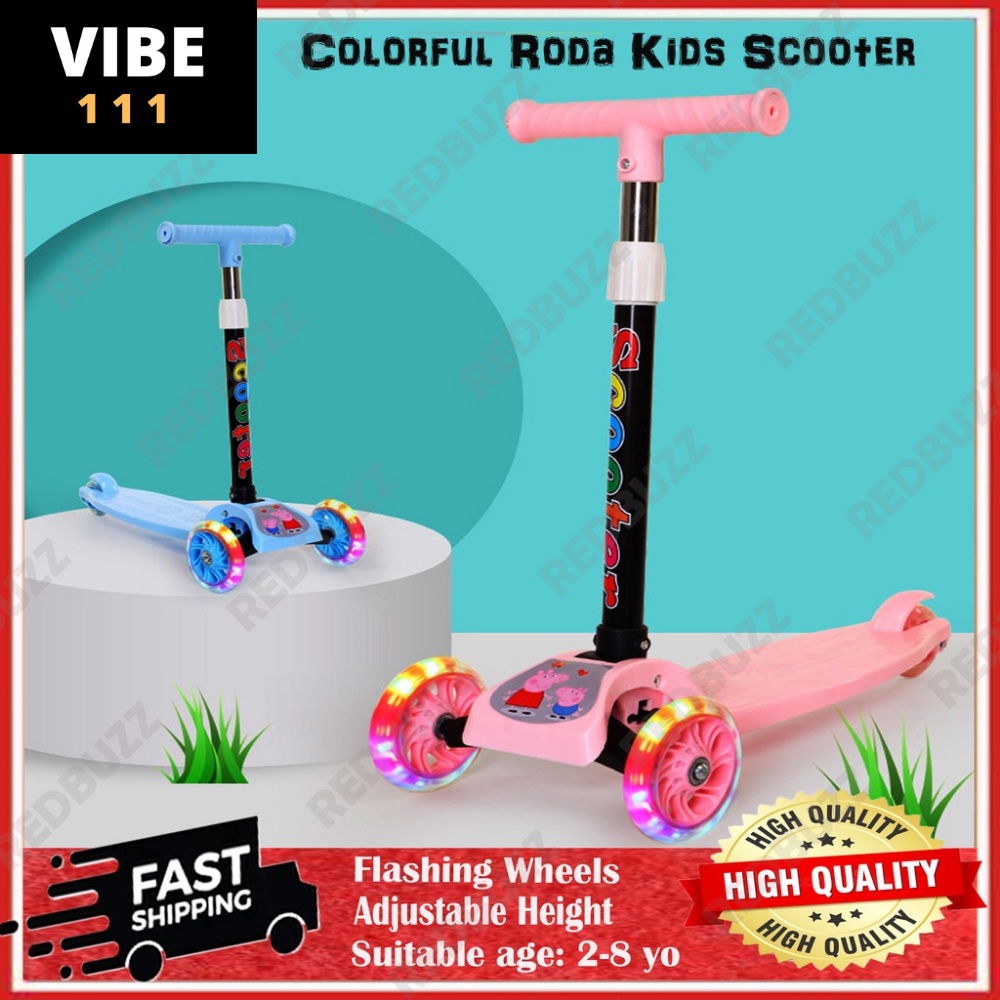 Kids 3 Wheel Kid Scooter Flashing Wheels Adjustable Height Balance ...