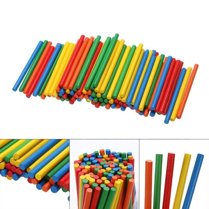 100Pcs Montessori Mathematics Toys Bamboo Sticks Colorful Counting ...