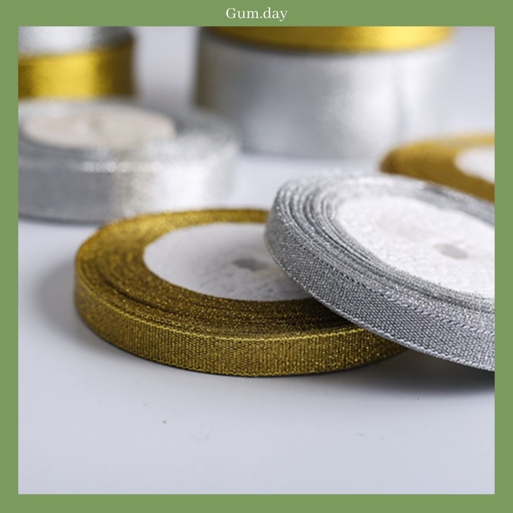 Gold glitter ribbon 2023 Christmas silver gift wrapping blinks flower ...