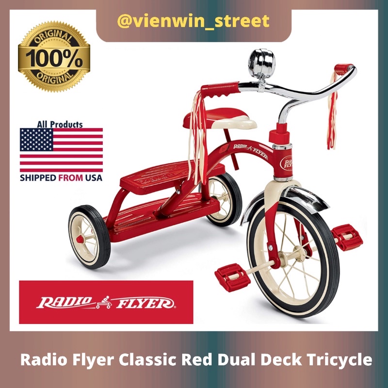 Radio Flyer Classic Red Dual Deck Tricycle /Trike Bicycle Ride On ...