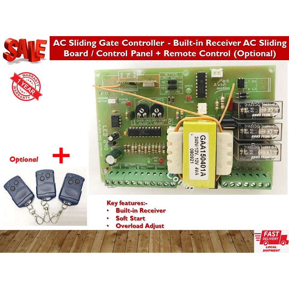 AC Sliding Gate Controller - Built-in Receiver AC Sliding Board ...