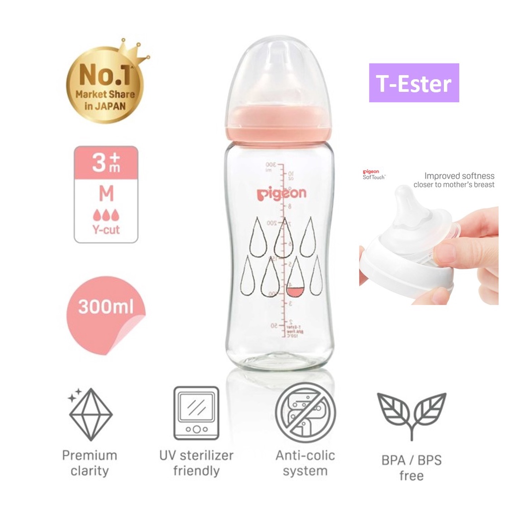 ORIGINAL Pigeon PPSU T-Ester PP Glass SofTouch Wide Neck Baby Bottle Feeding Nursing 160ml 240ml ...