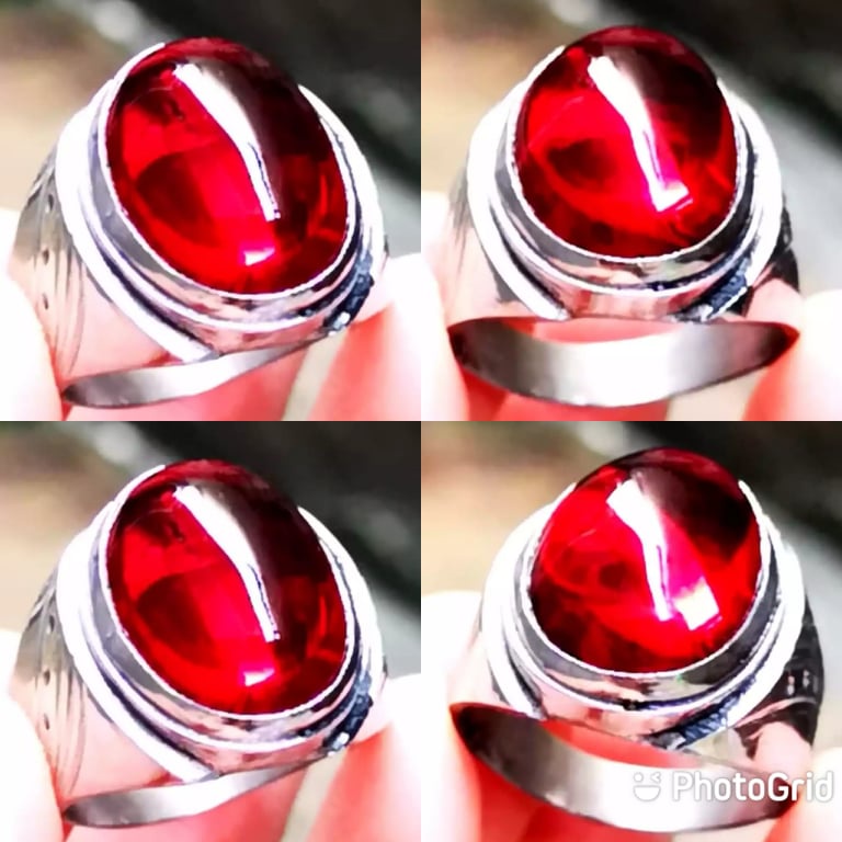 MERAH Siem Red Agate Ring Monel Titanium Crystal Big Size | Shopee Malaysia