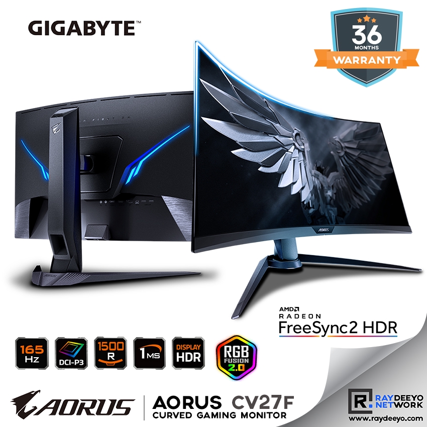 Gigabyte AORUS CV27F 27" CURVED FHD 1920x1080 165Hz 1ms Gaming Monitor ...