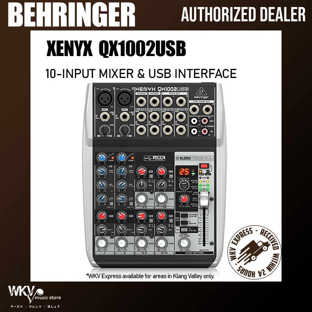 Behringer XENYX-QX1002USB Premium 10Channel Portable Analog Mixer USB ...